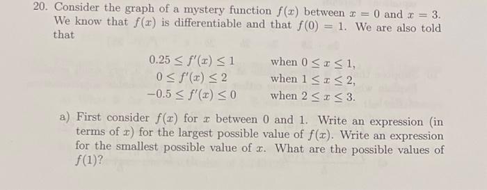Solved Consider the graph of a mystery function f(x) between | Chegg.com