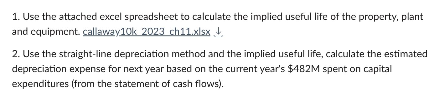 Solved 1. ﻿Use the attached excel spreadsheet to calculate | Chegg.com