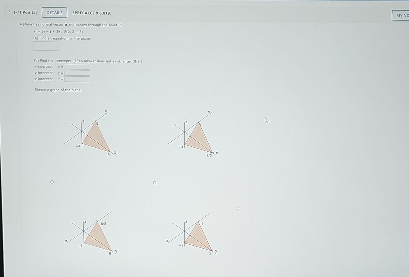 Solved A plane has normal vector n and passes through the | Chegg.com