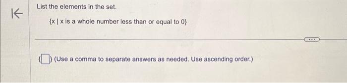 Solved List the elements in the set. {x∣x is a whole number | Chegg.com