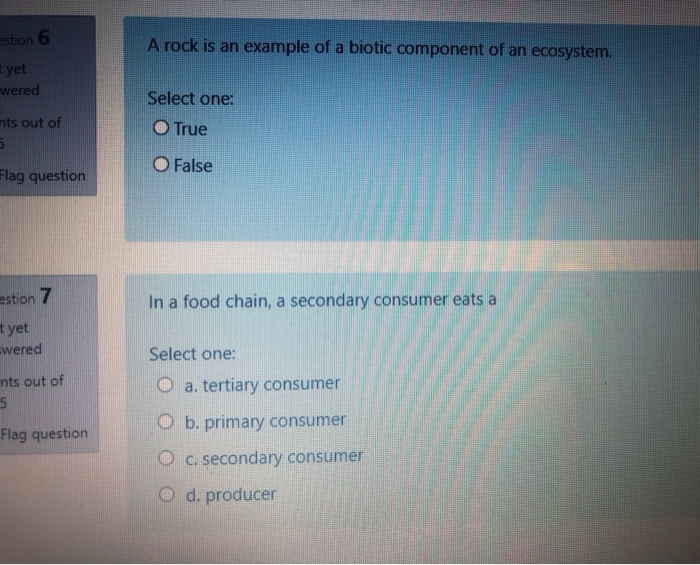 Solved estion 6 A rock is an example of a biotic component | Chegg.com