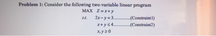 Solved Problem 1 Consider The Following Two Variable Linear