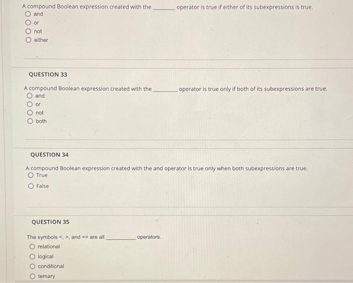 Solved A Compound Boolean Expression Created With The And