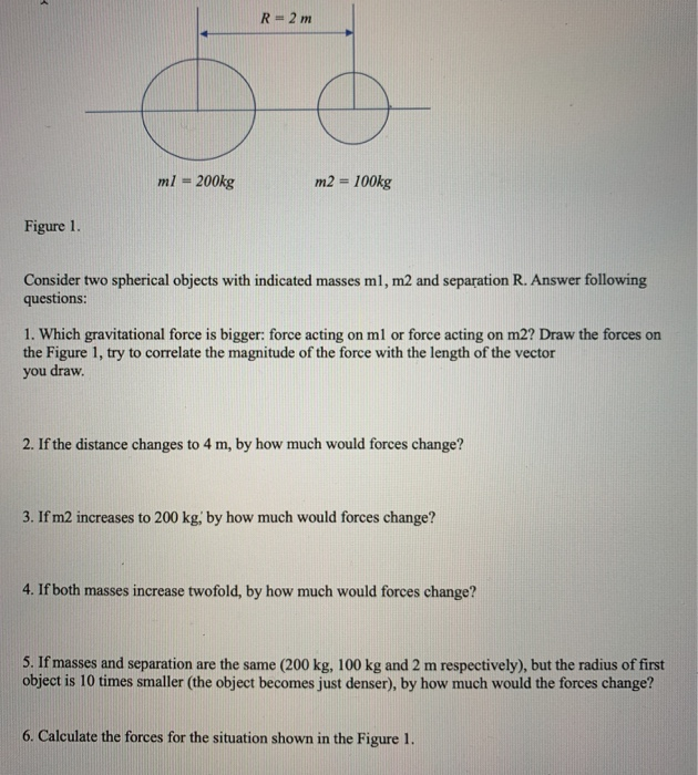 Solved R = 2 m ml = 200kg m2 = 100kg Figure 1. Consider two | Chegg.com