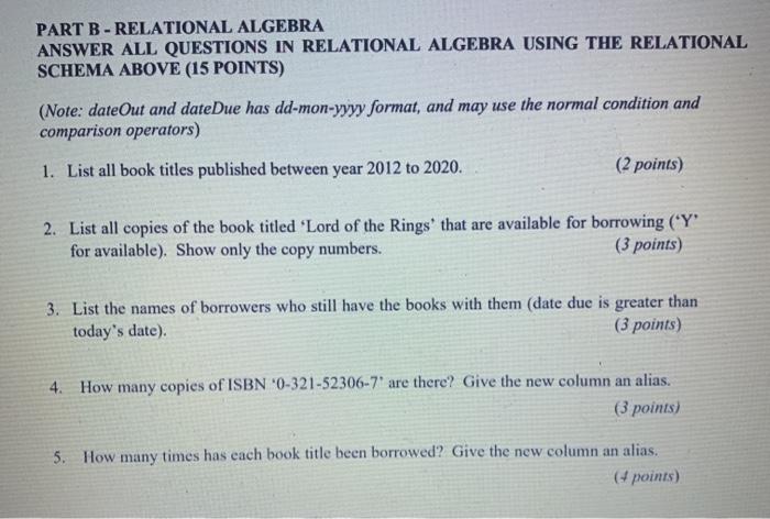 Solved The following tables form part of a Library database | Chegg.com