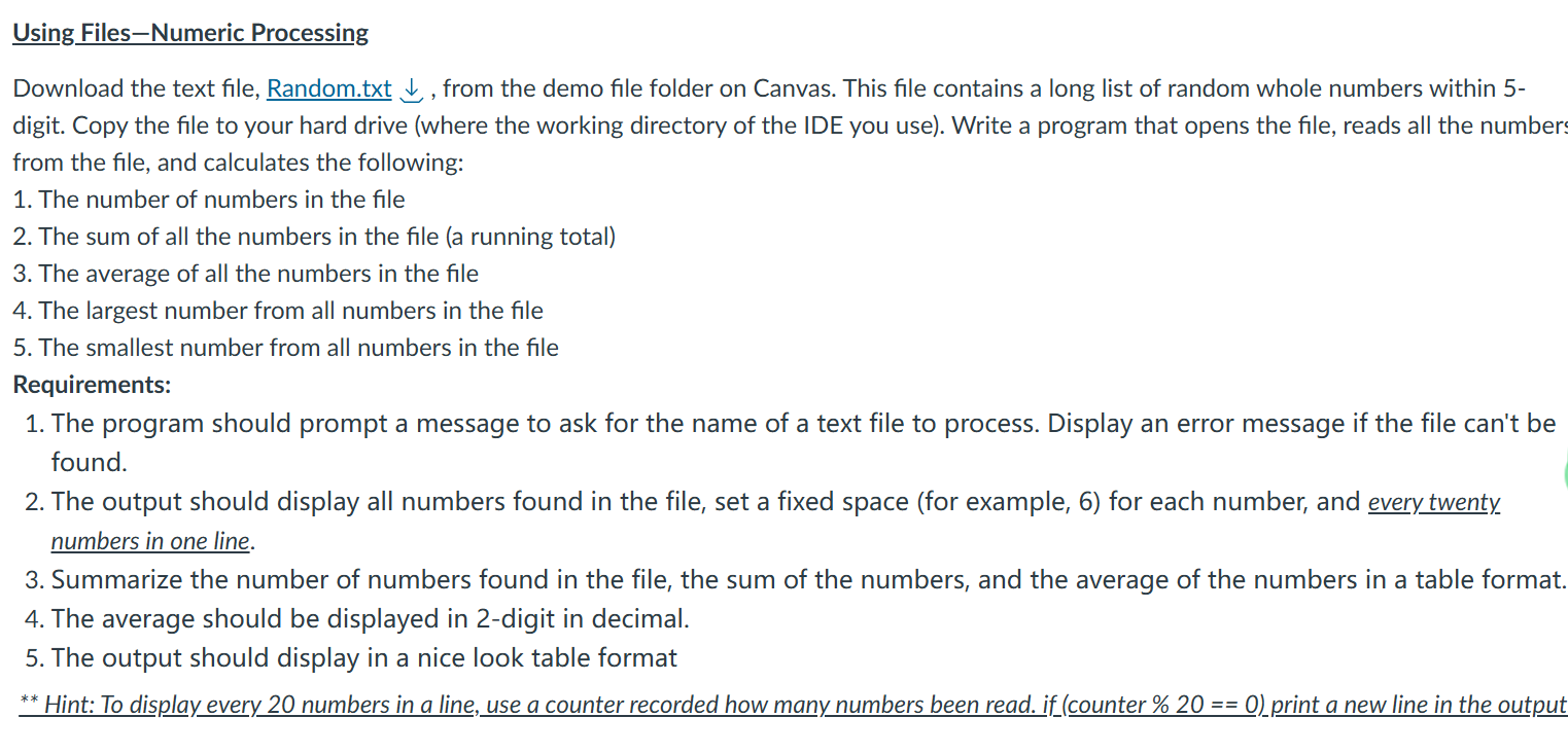 Solved Using Files-Numeric Processing C ++ ﻿only | Chegg.com