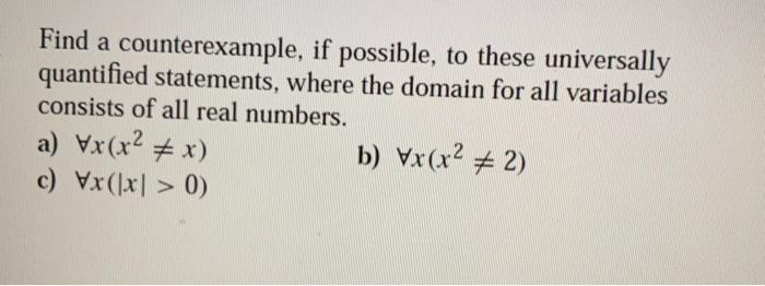Solved Find a counterexample, if possible, to these | Chegg.com