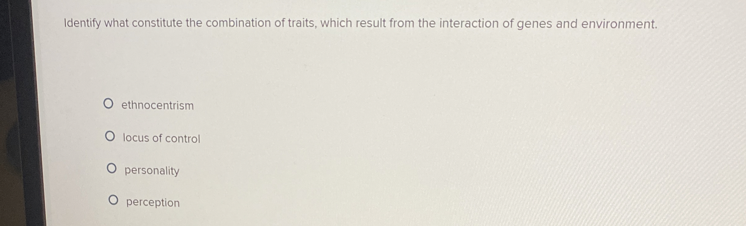 Solved Identify what constitute the combination of traits, | Chegg.com