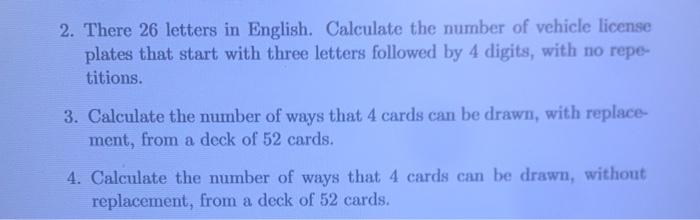 Solved 2. There 26 letters in English. Calculate the number | Chegg.com