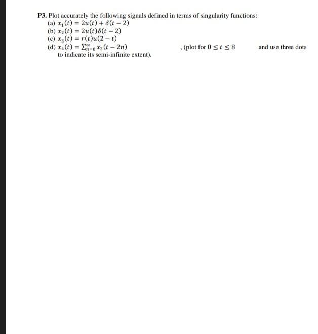Solved P3. Plot accurately the following signals defined in | Chegg.com