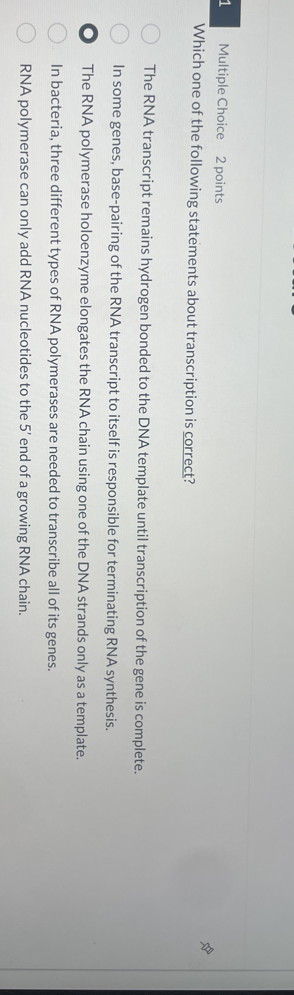 Solved 1Multiple Choice2 ﻿pointsWhich one of the following | Chegg.com