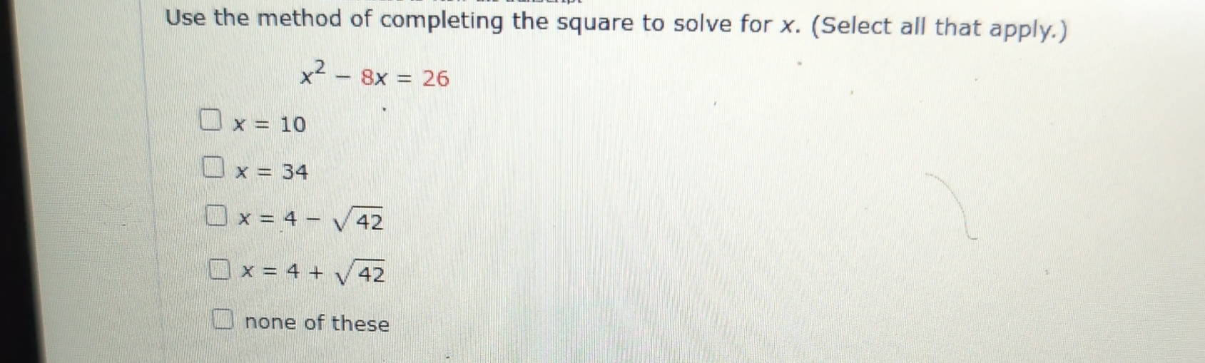 Solved Use the method of completing the square to solve for | Chegg.com