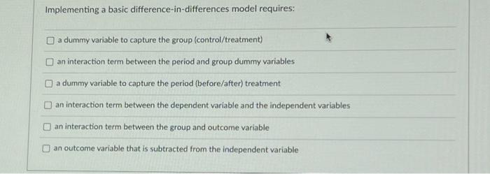 Solved Implementing a basic difference-in-differences model | Chegg.com