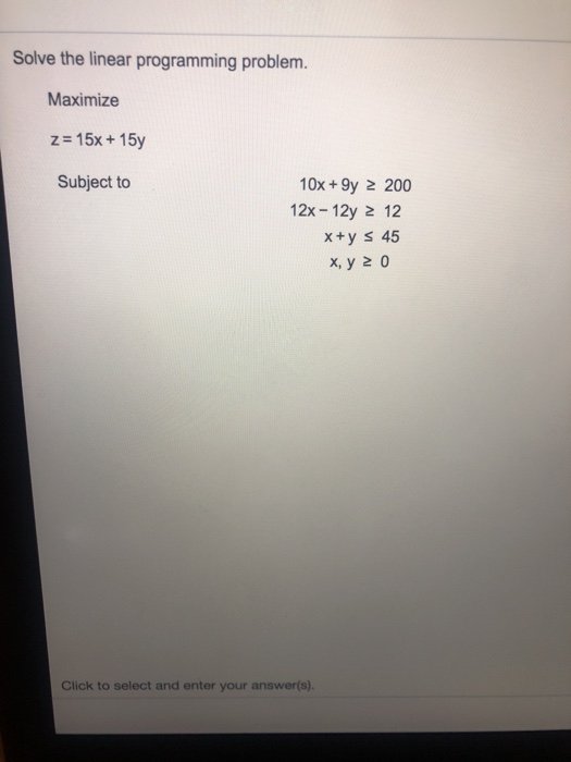 Solved Solve the linear programming problem. Maximize z = | Chegg.com