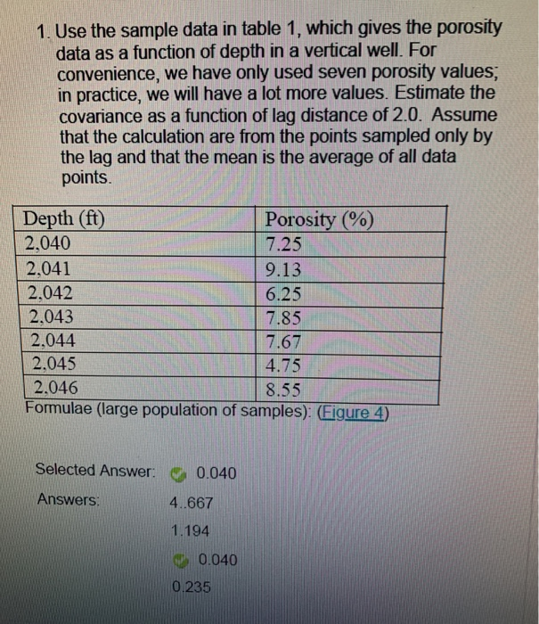 Solved 1. Use the sample data in table 1, which gives the | Chegg.com