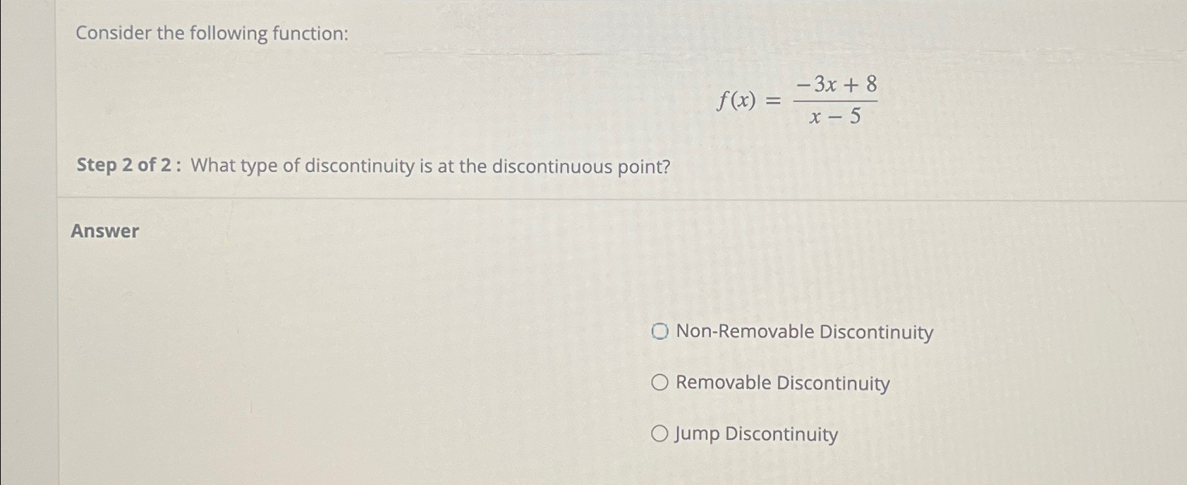 Solved Consider the following function:f(x)=-3x+8x-5Step 2 | Chegg.com