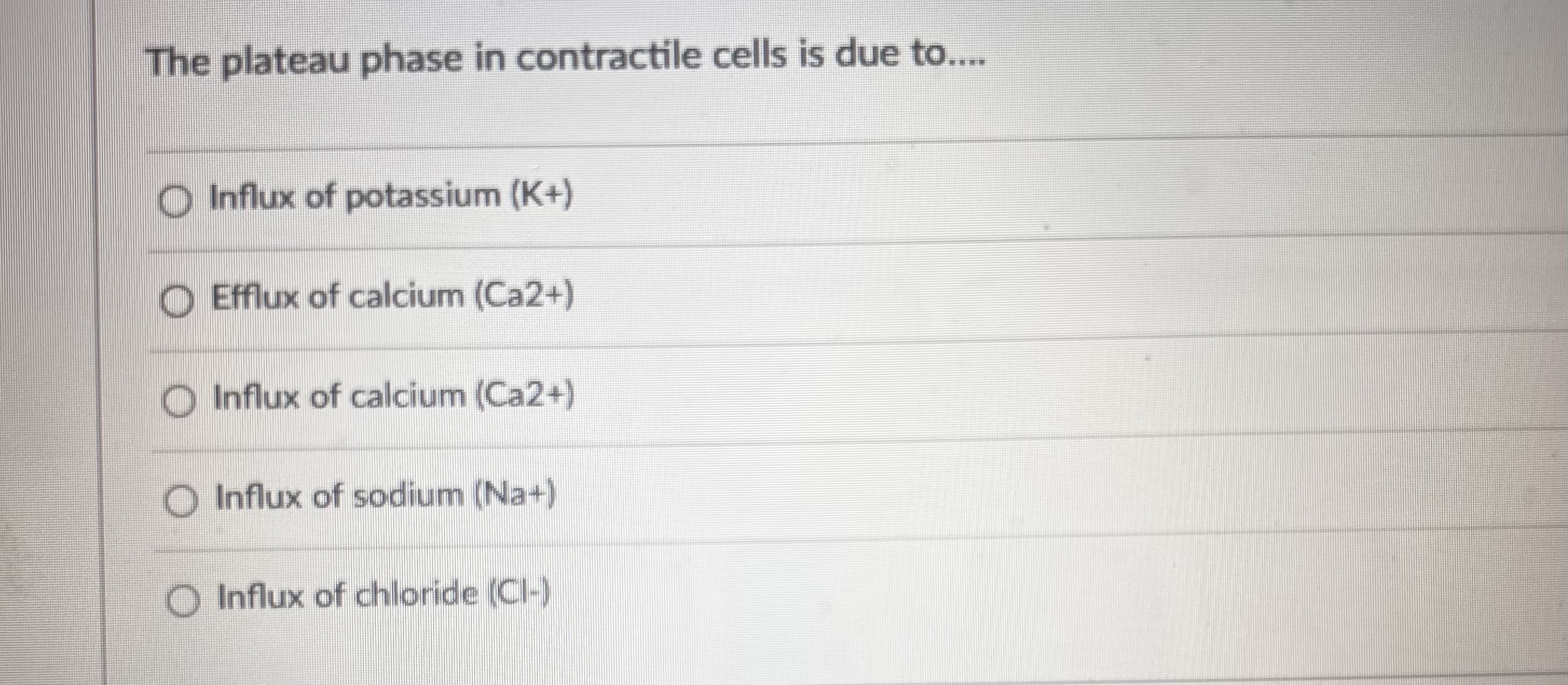 Solved The plateau phase in contractile cells is due | Chegg.com