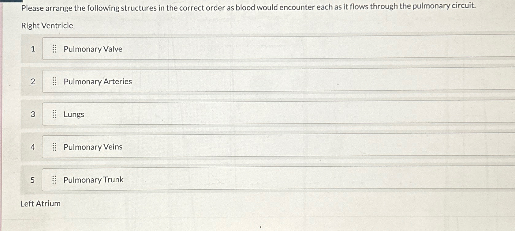 Solved Please arrange the following structures in the | Chegg.com