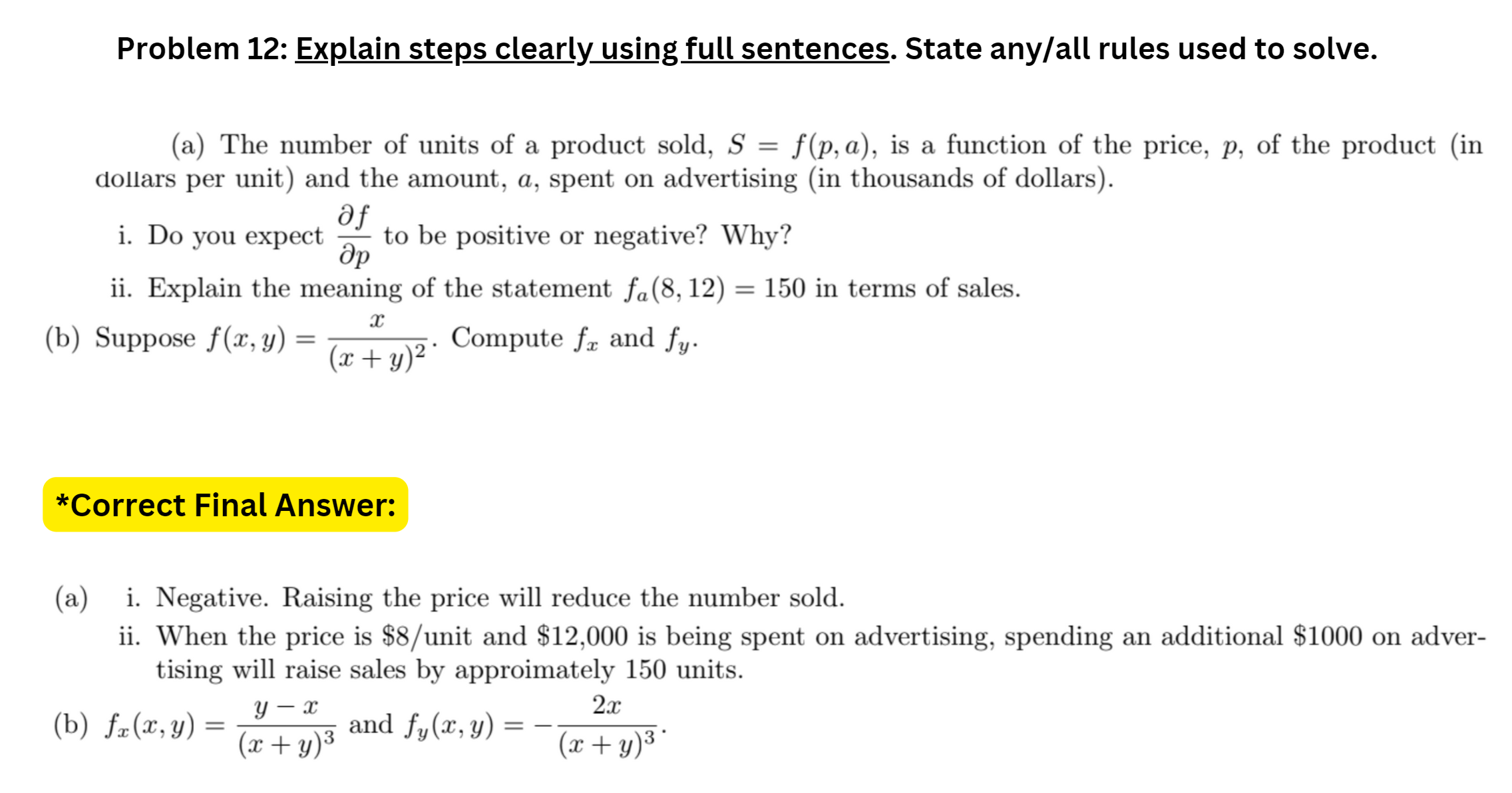 Solved Problem 12: Explain steps clearly using full | Chegg.com