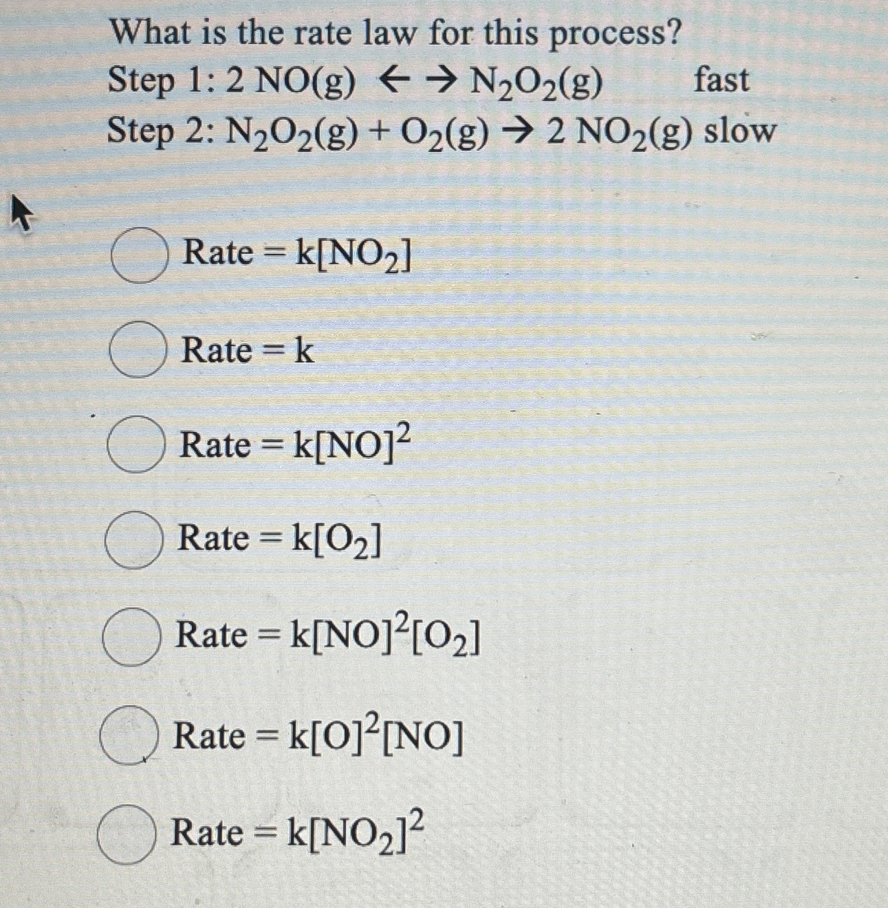 Solved What is the rate law for this process?Step 1: | Chegg.com