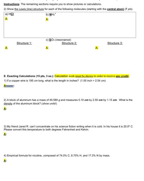 Solved Instructions: The remaining sections require you to | Chegg.com