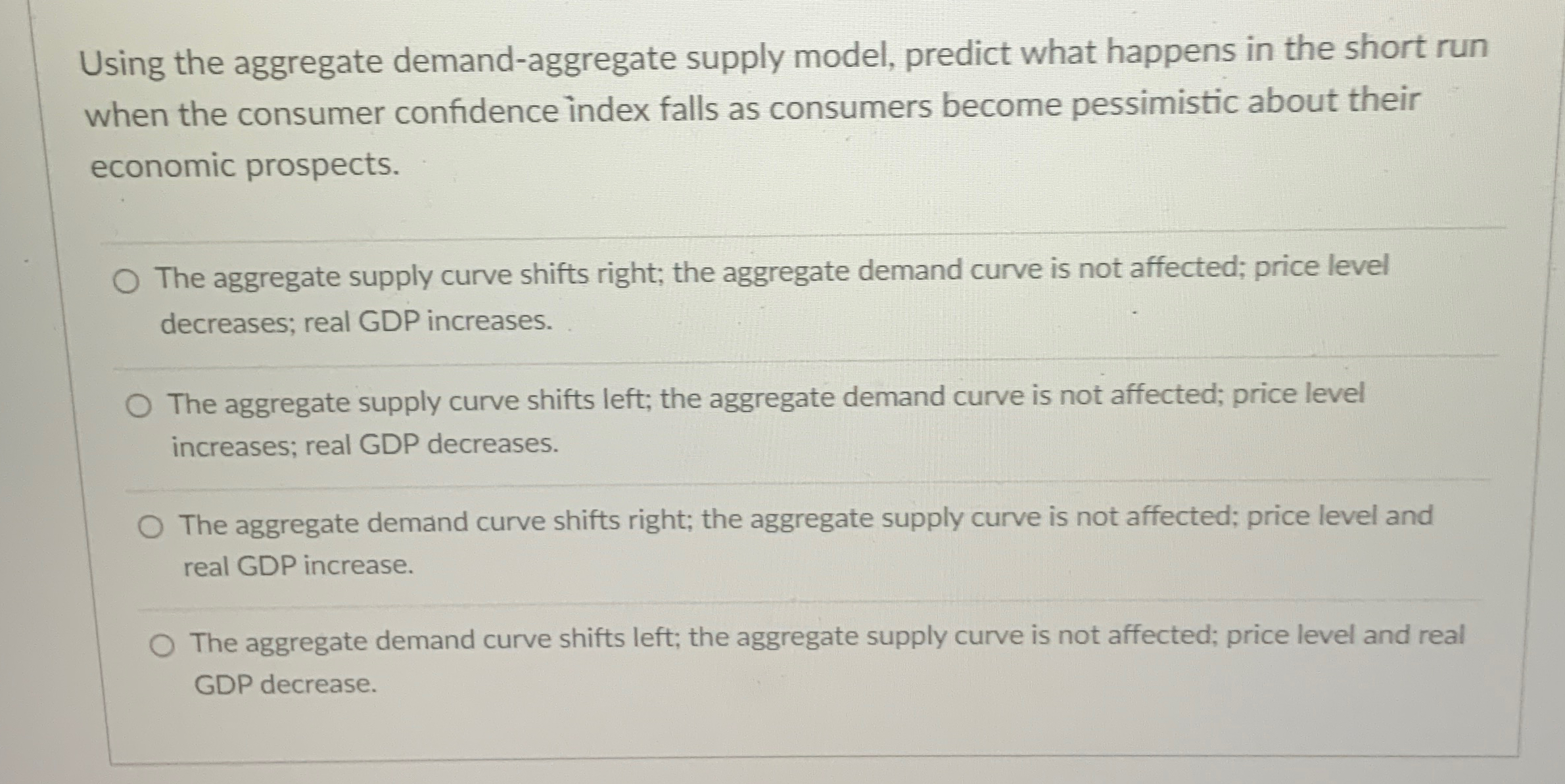 Solved Using the aggregate demand-aggregate supply model, | Chegg.com