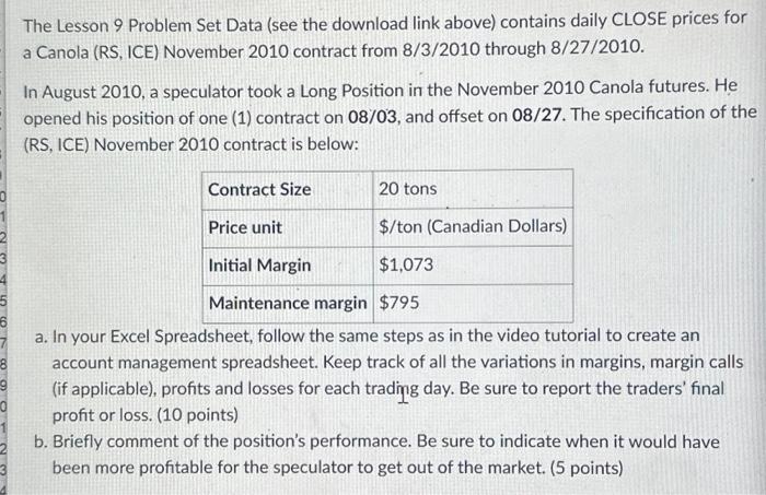 Solved The Lesson 9 Problem Set Data (see the download link | Chegg.com