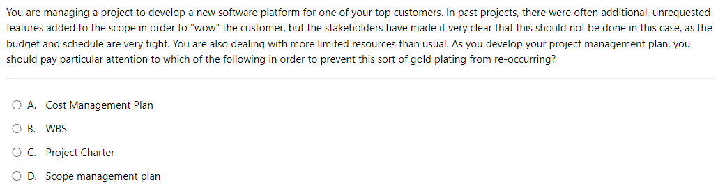 Solved You are managing a project to develop a new software | Chegg.com