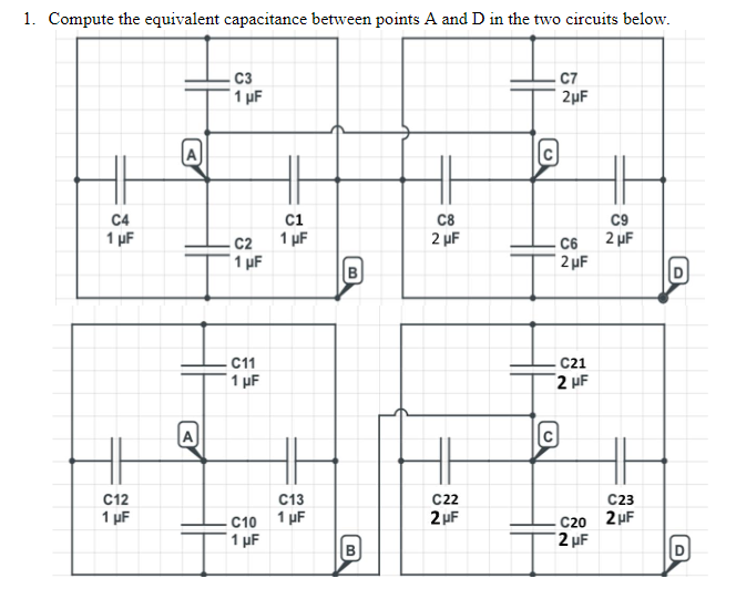 Solved Compute the equivalent capacitance between points A | Chegg.com