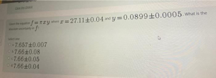 Solved Chen the equation f = xy where I = 27.11+0.04 and | Chegg.com