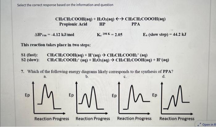 Solved Select the correct response based on the information | Chegg.com