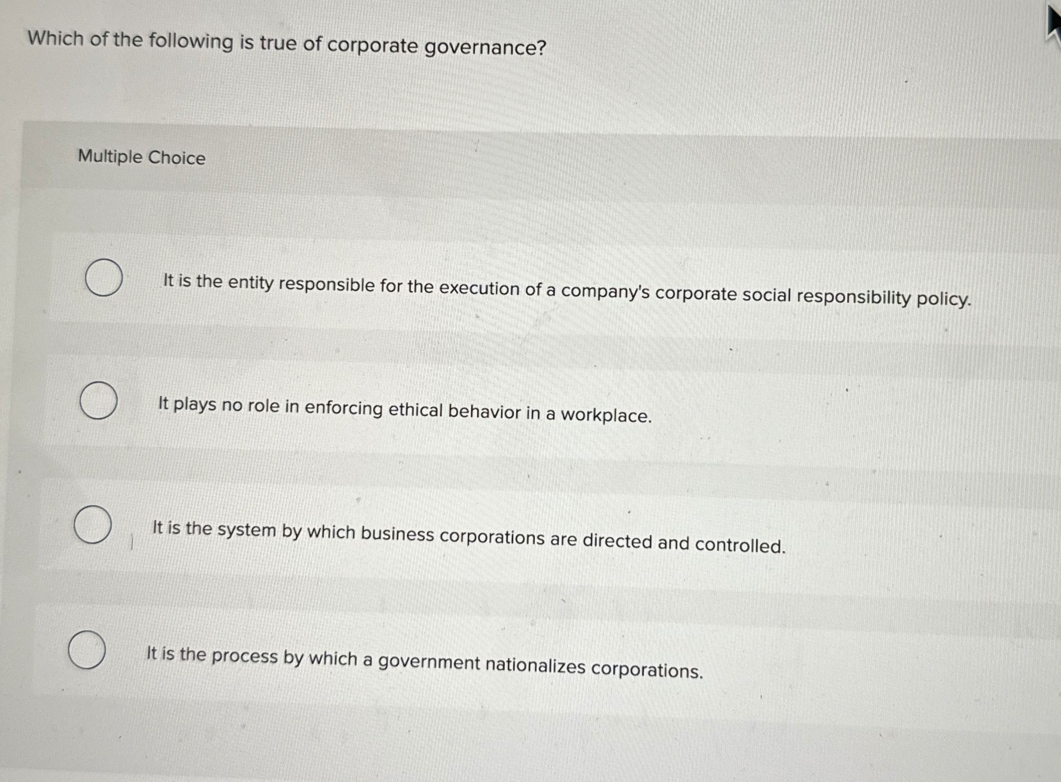 Solved Which of the following is true of corporate | Chegg.com