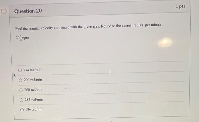 Solved Find the angular velocity associated with the given | Chegg.com