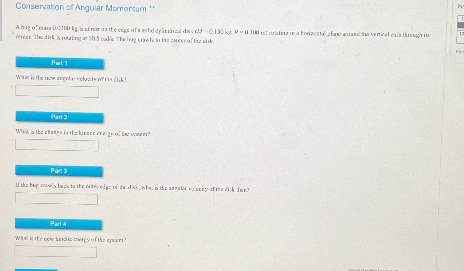 Solved Conservation of Angular Momentum **A bug of mass | Chegg.com
