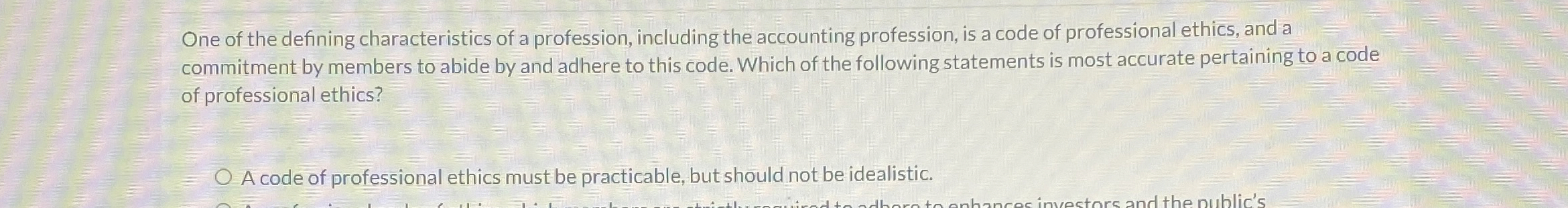 Solved One of the defining characteristics of a profession, | Chegg.com