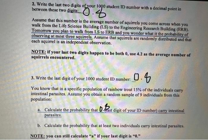 Solved 2. Write the last two digits of your 1000 student ID | Chegg.com