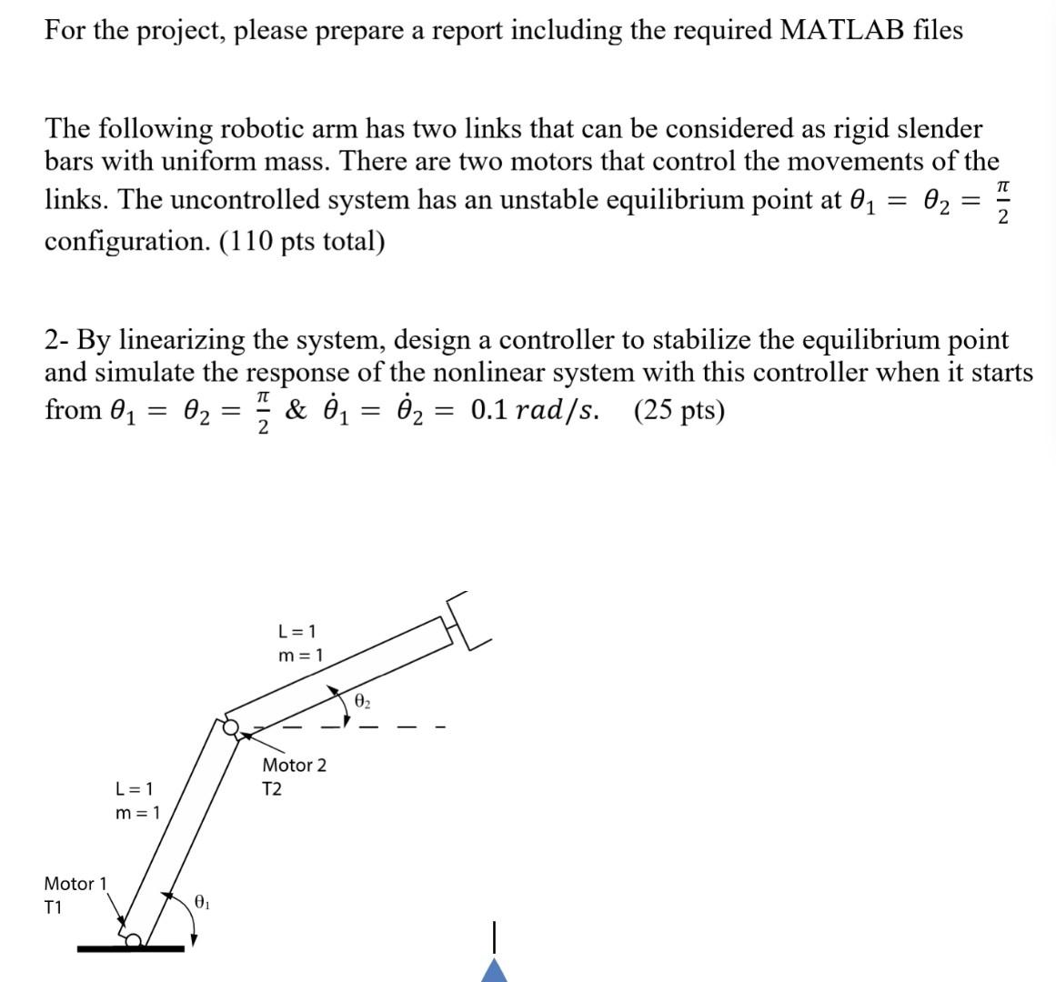 Solved The following robotic arm has two links that can be | Chegg.com