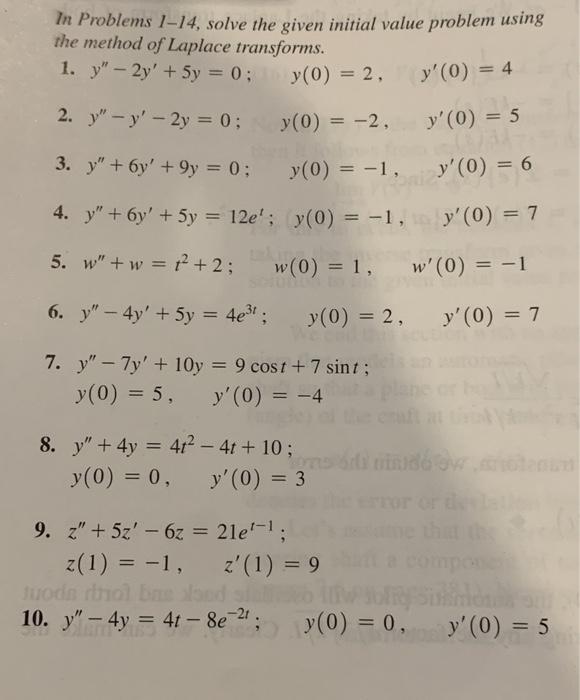 Solved In Problems 1-14, solve the given initial value | Chegg.com