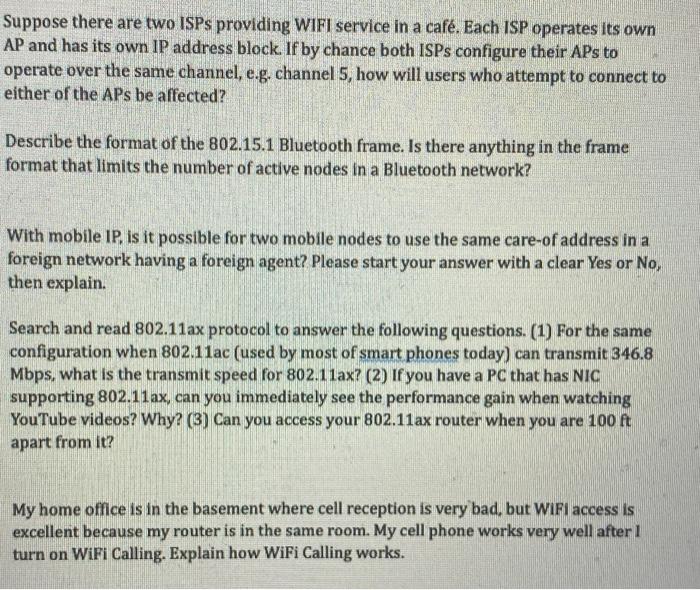 Solved Suppose there are two ISPs providing WIFI service in | Chegg.com