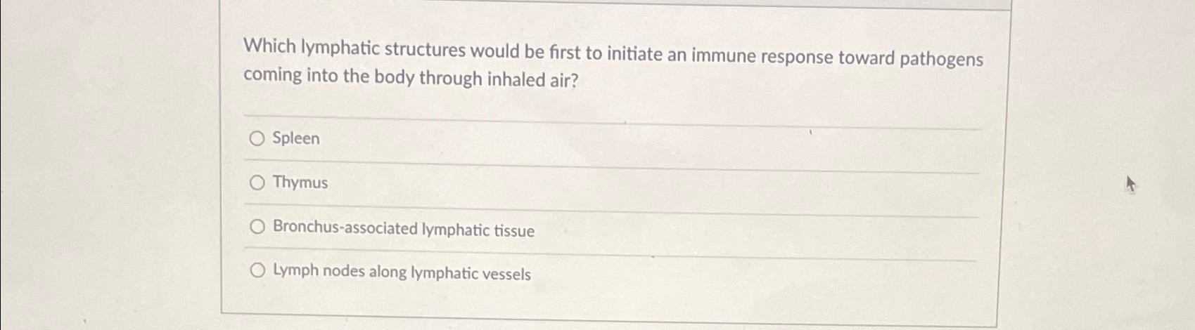 Solved Which lymphatic structures would be first to initiate | Chegg.com