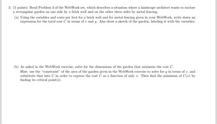 Solved 3. (5 points) Read Problem 3 of the WebWork set, | Chegg.com