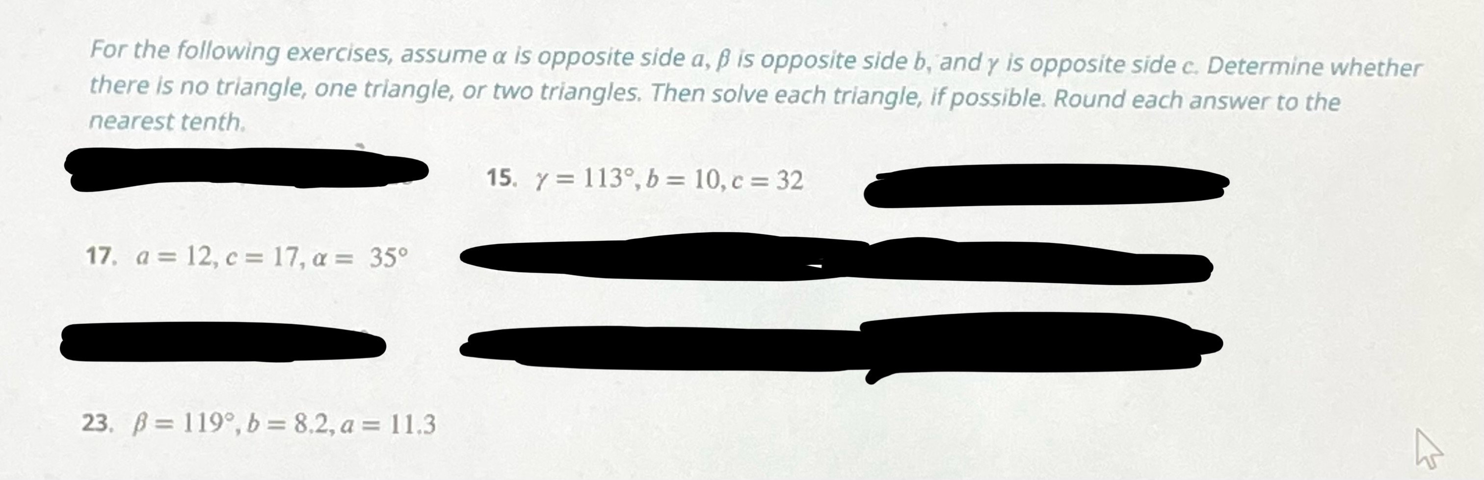 Solved For the following exercises, assume α ﻿is opposite | Chegg.com