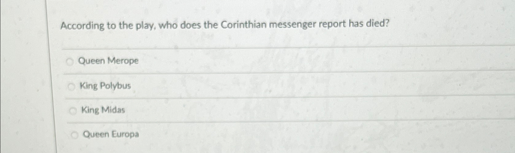 Solved According to the play, who does the Corinthian | Chegg.com