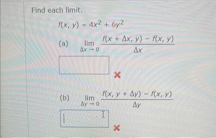 Solved Find each limit. f(x,y)=4x2+6y2 (a) | Chegg.com