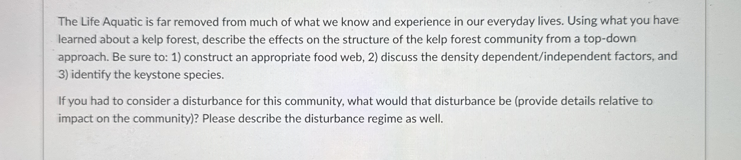 Solved The Life Aquatic is far removed from much of what we | Chegg.com