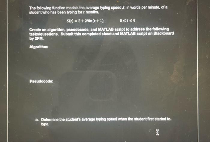 Solved The following function models the average typing | Chegg.com