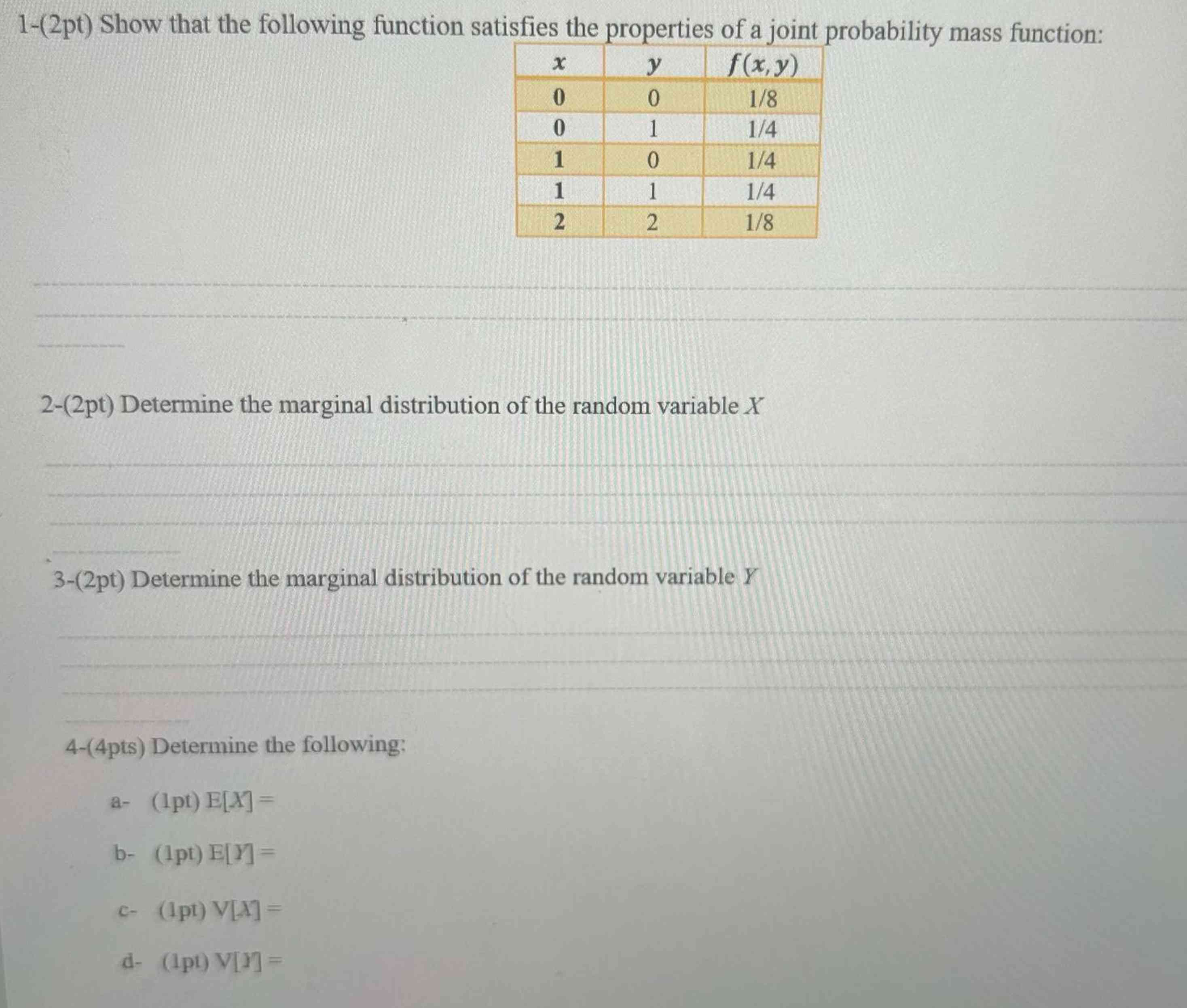 Solved 1-(2pt) ﻿Show that the following function satisfies | Chegg.com