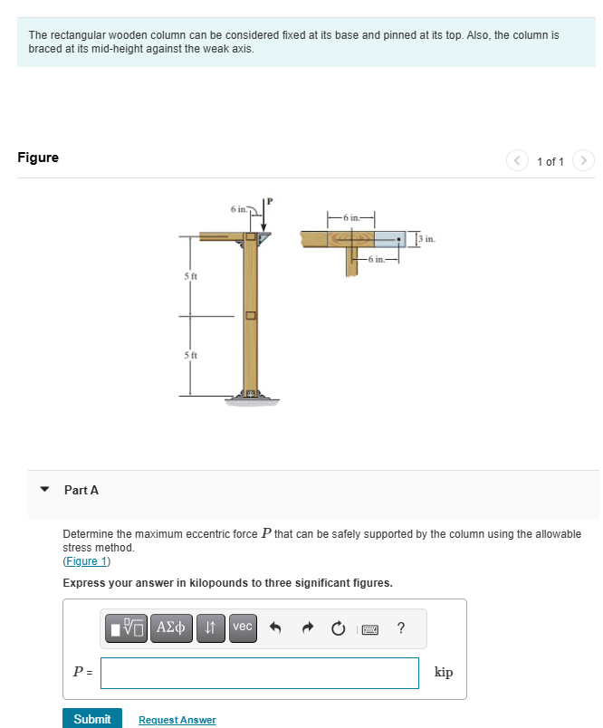 The rectangular wooden column can be considered fixed | Chegg.com