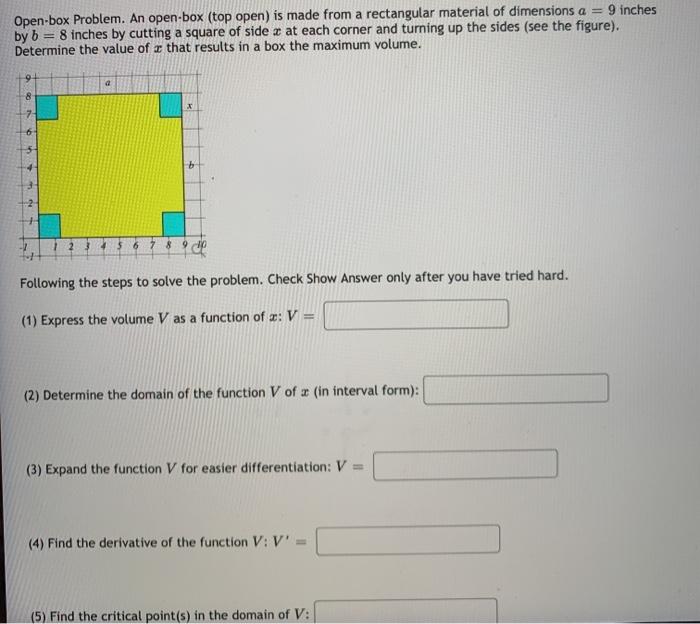 Solved Open-box Problem. An open-box (top open) is made from | Chegg.com