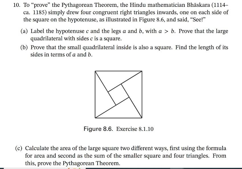 Solved To "prove" the Pythagorean Theorem, the Hindu | Chegg.com